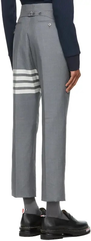Thom Browne 4-bar Striped Wool Trousers - Medium Gray