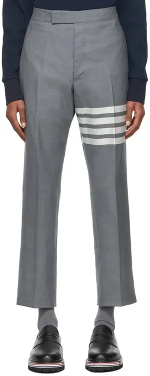 Thom Browne 4-bar Striped Wool Trousers - Medium Gray
