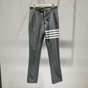 Thom Browne 4-bar Striped Wool Trousers - Medium Gray