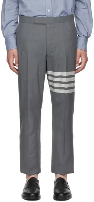 Thom Browne 4-bar Striped Wool Trousers - Medium Gray