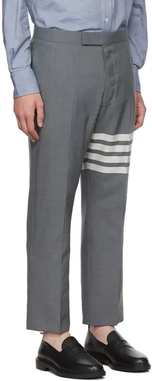 Thom Browne 4-bar Striped Wool Trousers - Medium Gray