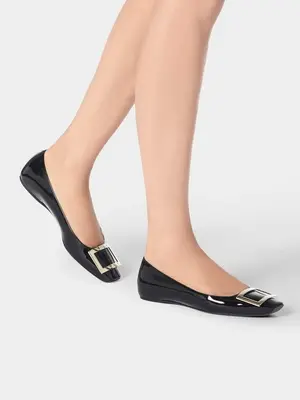 ROGER VIVIER Square-buckle Flat Ballerinas - Black