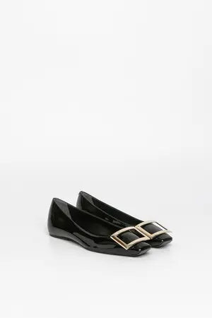 ROGER VIVIER Square-buckle Flat Ballerinas - Black