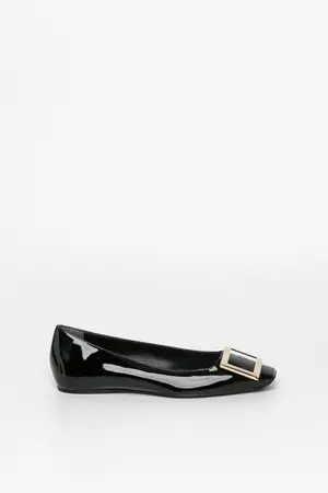 ROGER VIVIER Square-buckle Flat Ballerinas - Black