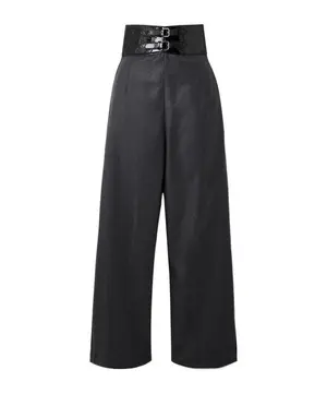Alaïa Wide Leg Buckle-detail Trousers - Black