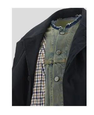 MAISON MARGIELA Panelled Long Sleeve Trench Coat - Black