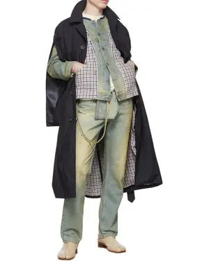 MAISON MARGIELA Panelled Long Sleeve Trench Coat - Black