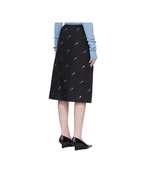 RIER Floral Patterned Midi Skirt - Black