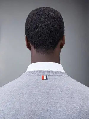 Thom Browne 4-bar Stripe Crewneck Jumper With Dachshund Detail - Light Gray