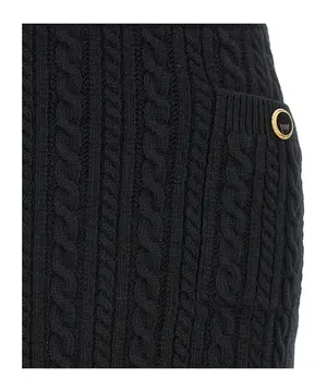Alessandra Rich Buttoned Knitted Mini Skirt - Black
