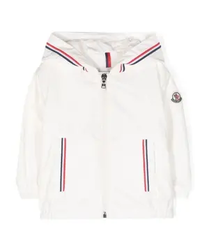 Moncler Granduc Hooded Jacket With Tricolor Trim - White
