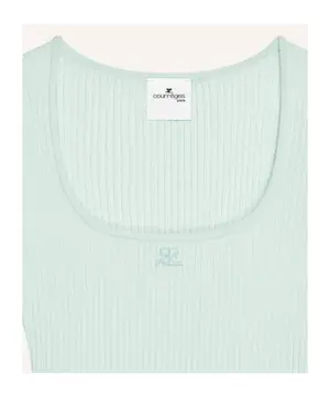 COURREGES Ribbed Top With Embroidered Logo - No