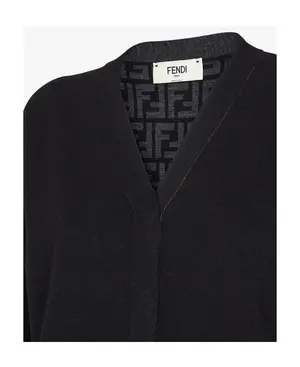 Fendi Long Sleeved V-neck Cardigan - Black