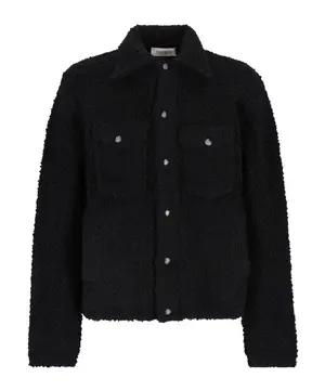 LANEUS Textured Wool And Alpaca Blend Shirt Jacket - Black