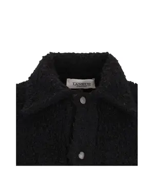 LANEUS Textured Wool And Alpaca Blend Shirt Jacket - Black