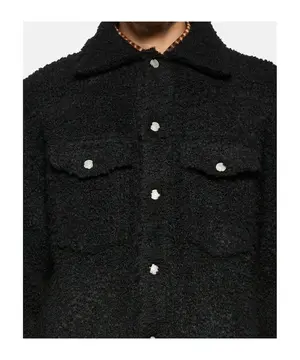 LANEUS Textured Wool And Alpaca Blend Shirt Jacket - Black