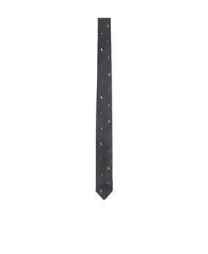 Thom Browne Embroidered Silk Neck Tie - Grey