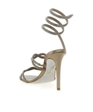 Rene Caovilla Braid Cleo Embellished Satin Sandals - Gray