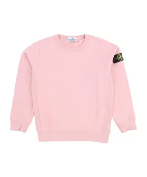 Stone Island Crew Neck Sweatshirt With Detachable Logo Patch - Pink