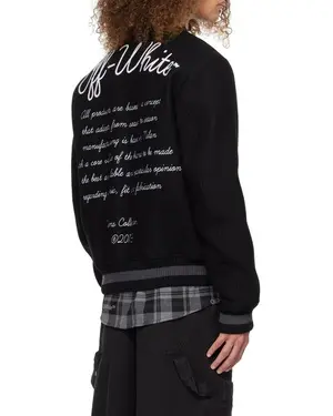 Off-White Bomber Jacket With Back Embroidery - Black