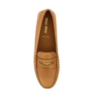 Miu Miu Round Toe Slip-on Loafers With Logo Detail