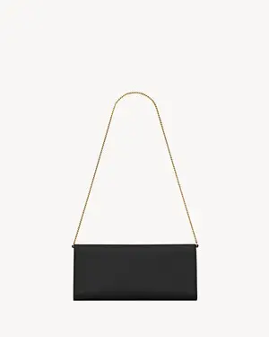 Saint Laurent Kate Foldover Top Clutch Bag With Chain Strap - Black