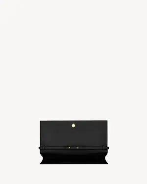 Saint Laurent Kate Foldover Top Clutch Bag With Chain Strap - Black