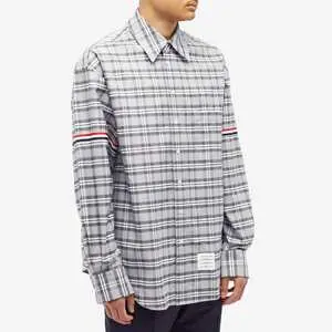 Thom Browne Prince Of Wales Check Twill Armband Oversized Shirt - Medium Gray