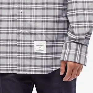 Thom Browne Prince Of Wales Check Twill Armband Oversized Shirt - Medium Gray