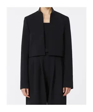Max Mara Cropped Sable Jacket With Stand-up Collar