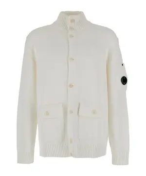 C.P. COMPANY High Neck Cardigan With Sleeve Lens