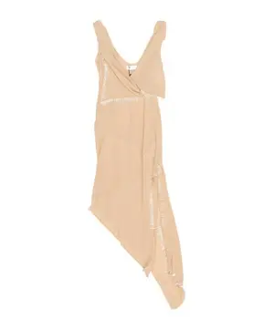 Attico Asymmetric Beaded Deep V-neck Maxi Dress
