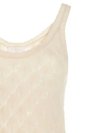 Chloé Shell Stitch Recycled Cashmere Knitted Dress - White