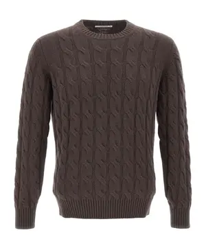 KANGRA Cable-knit Crew Neck Sweater - Black