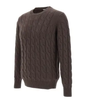 KANGRA Cable-knit Crew Neck Sweater - Black