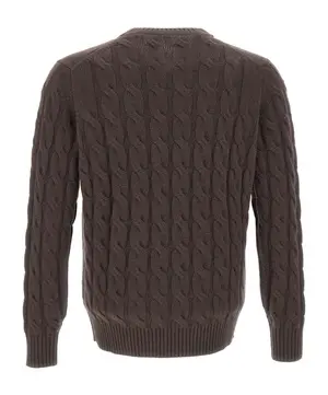KANGRA Cable-knit Crew Neck Sweater - Black