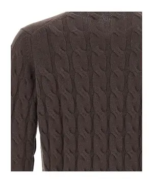 KANGRA Cable-knit Crew Neck Sweater - Black