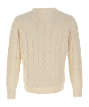 KANGRA Cable Knit Crew Neck Sweater - Nude