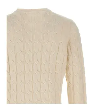 KANGRA Cable Knit Crew Neck Sweater - Nude