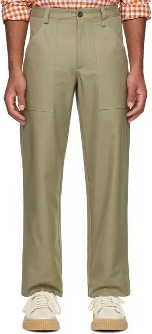 Maison Kitsuné Logo Embroidered Workwear Trousers