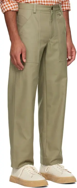 Maison Kitsuné Logo Embroidered Workwear Trousers