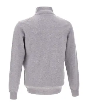 KANGRA Half Zip Stand Collar Knitted Sweater - Grey