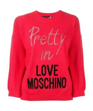 Moschino Crystal Embellished Logo Pullover