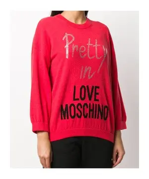 Moschino Crystal Embellished Logo Pullover