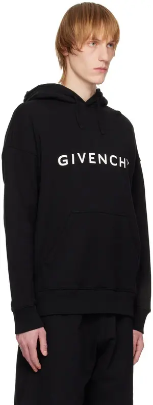 Givenchy Logo Drawstring Hoodie - Black