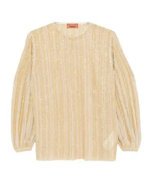 Missoni Embellished Crewneck Balloon-sleeved Blouse - Nude