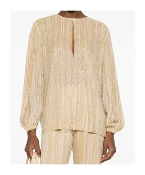 Missoni Embellished Crewneck Balloon-sleeved Blouse - Nude