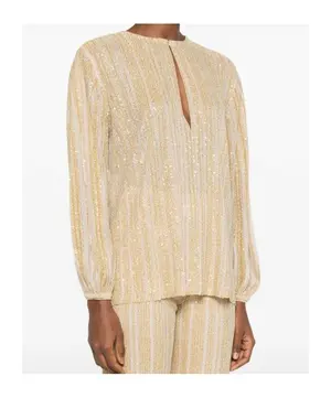 Missoni Embellished Crewneck Balloon-sleeved Blouse - Nude