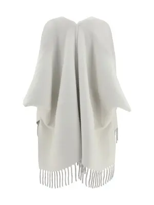 Brunello Cucinelli Knitted Cape With Fringed Edges