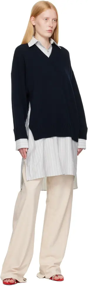 Stella McCartney Layered V-neck Sweater Dress With Shirting Details